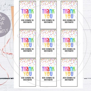 Thank You for Coming to My Party Printable Tag | Thank You Favor Tag ...