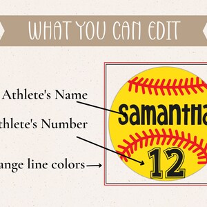 Editable SOFTBALL With Athletes Name and Number | Softball Team | Edit ...
