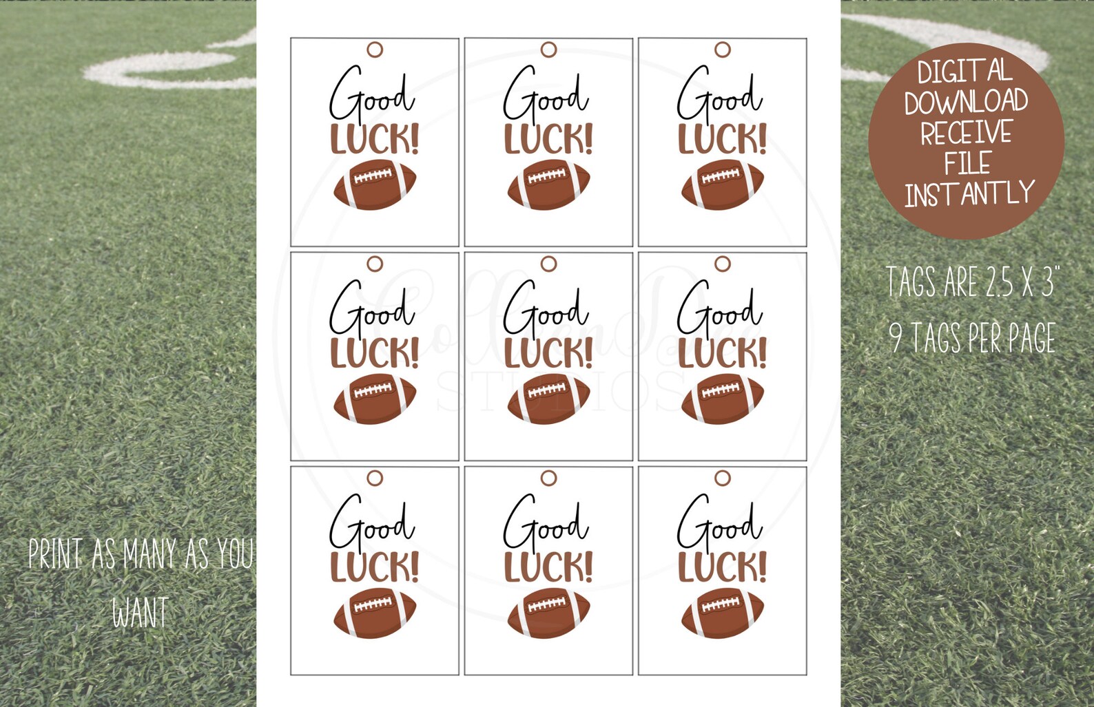 Football Good Luck Printable Tag Team Good Luck Tag | Etsy