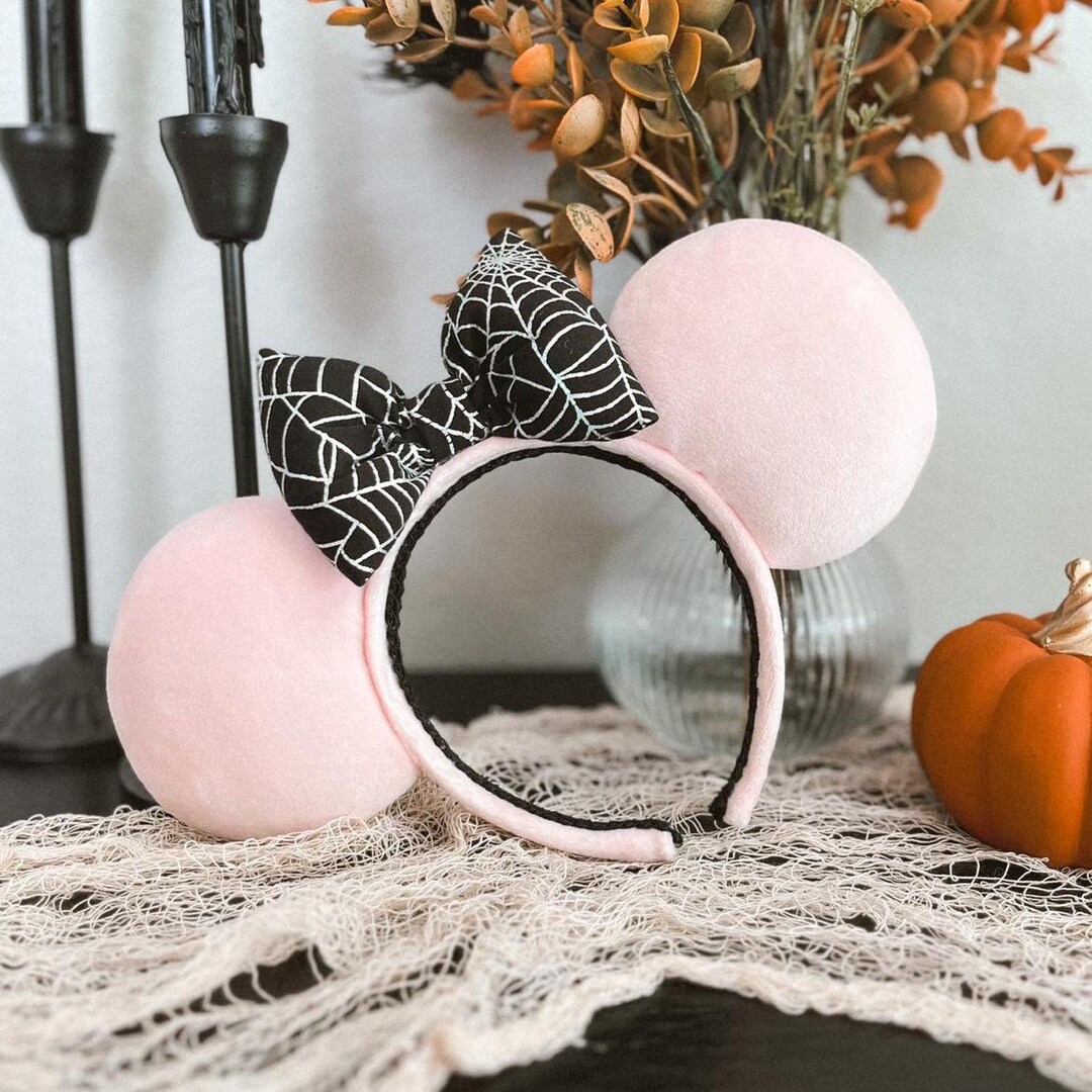 Pink Velvet Ears, Halloween Minnie Ears, Halloween Mickey Ears, Pumpkin ...