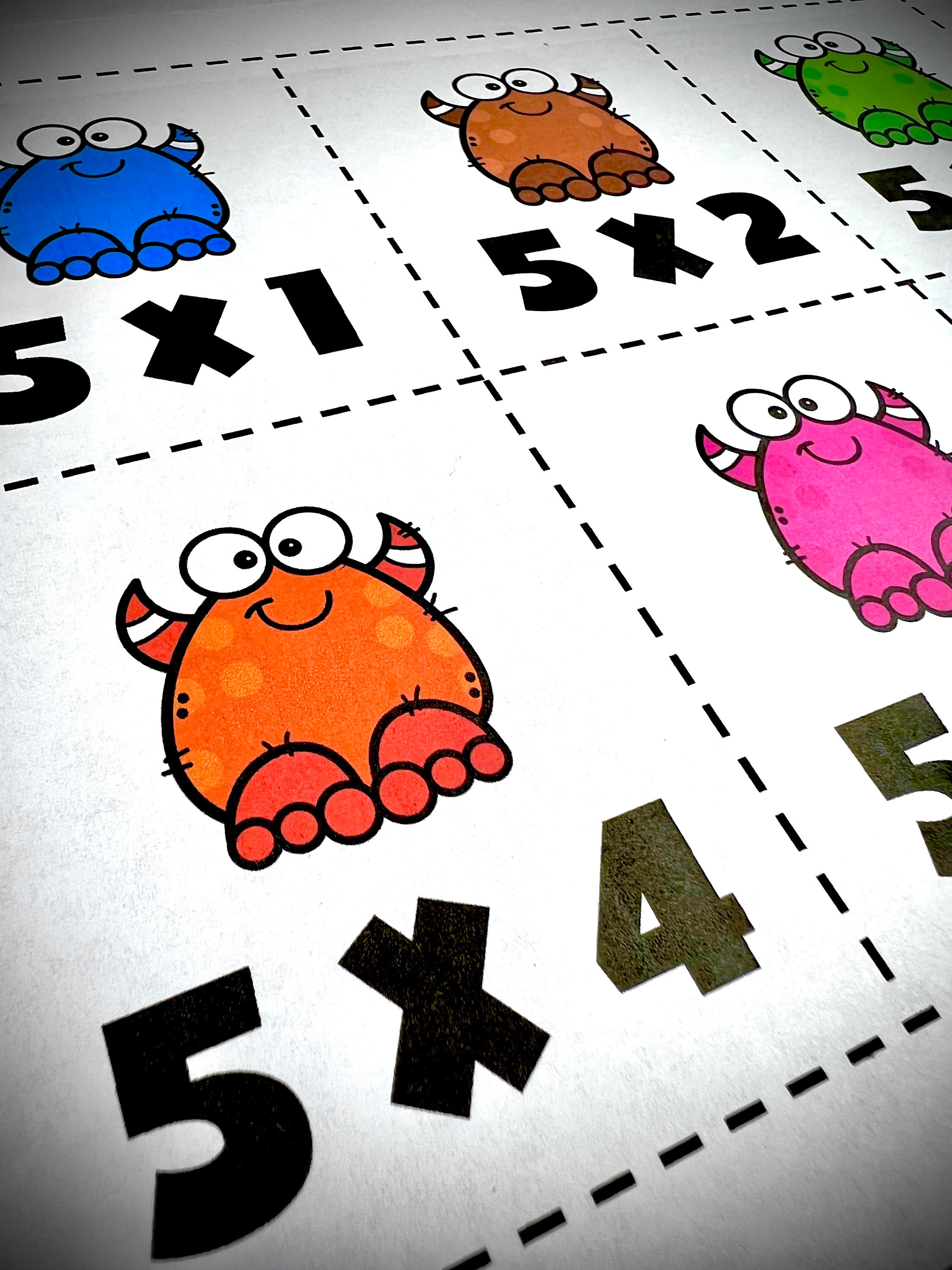 Multiplication Flash Cards (baby Monster Theme) - Etsy