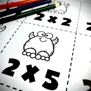 Multiplication Flash Cards (baby Monster Theme) - Etsy