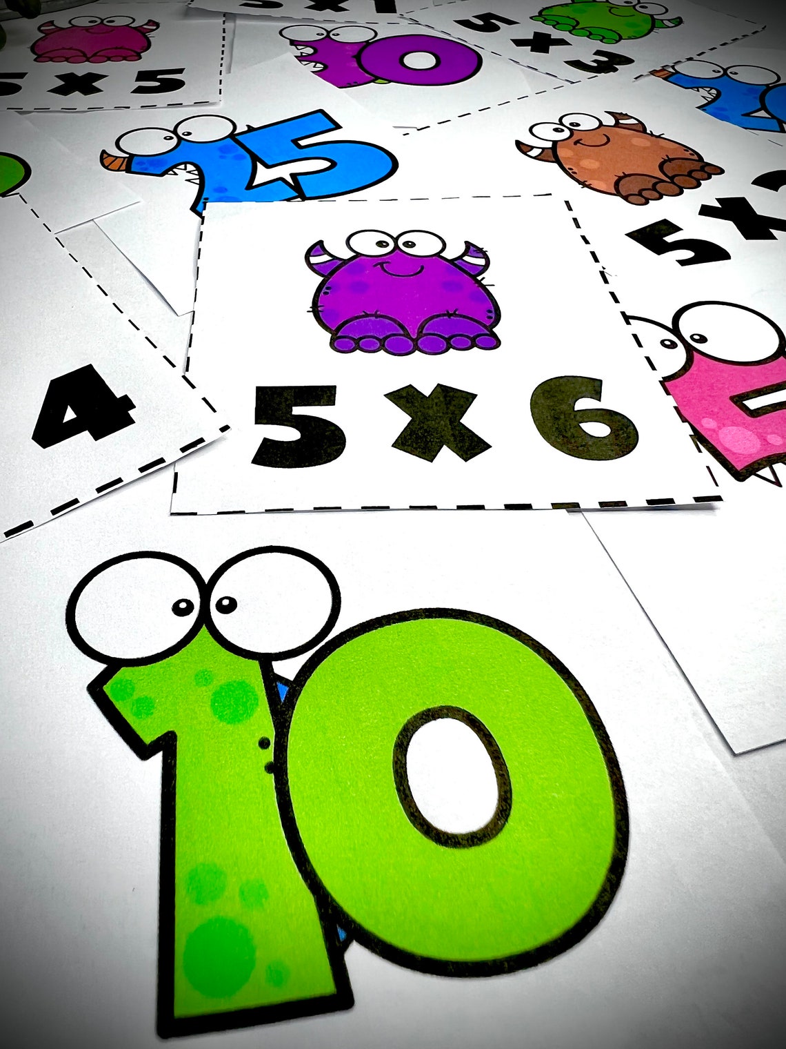 Multiplication Flash Cards (baby Monster Theme) - Etsy