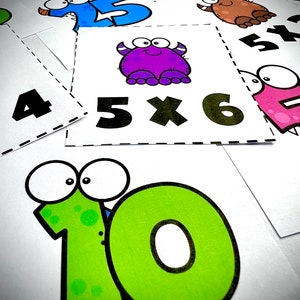 Multiplication Flash Cards (baby Monster Theme) - Etsy