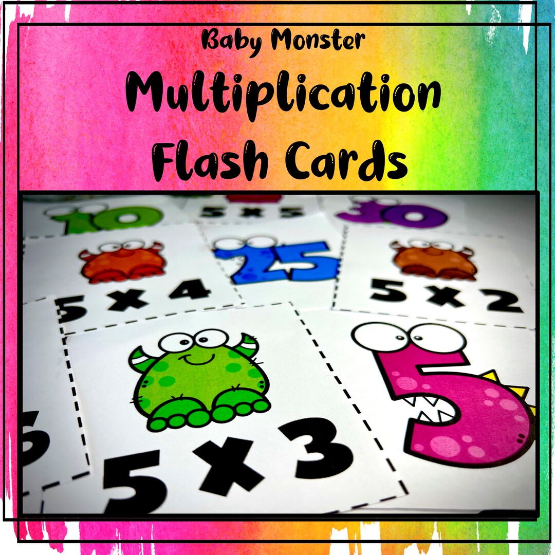 Multiplication Flash Cards (baby Monster Theme) - Etsy