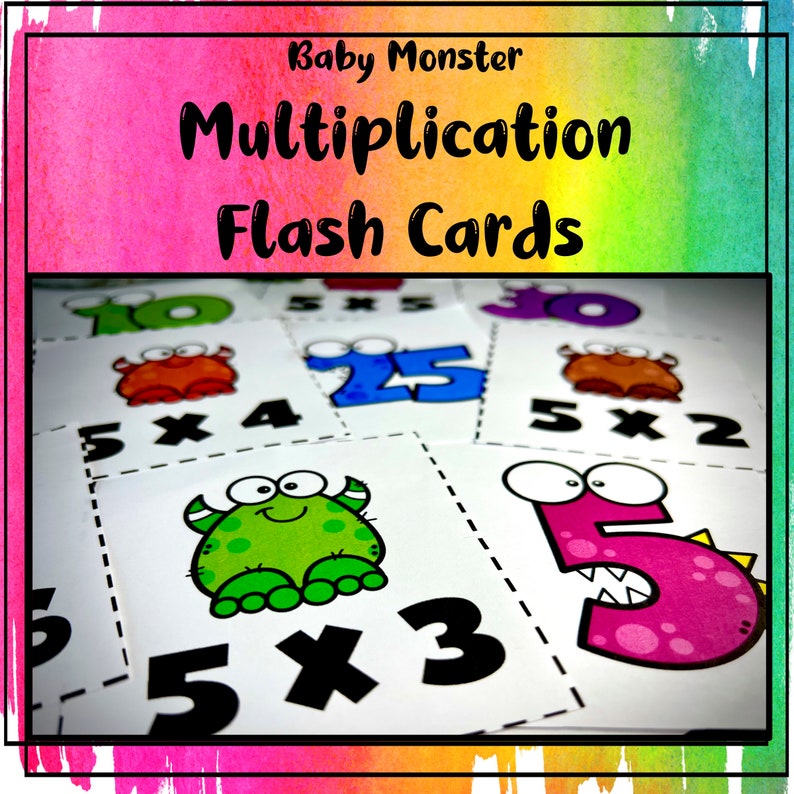 Multiplication Flash Cards (baby Monster Theme) - Etsy