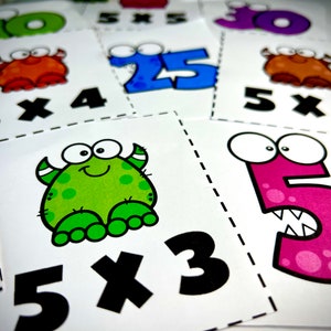 Multiplication Flash Cards (baby Monster Theme) - Etsy