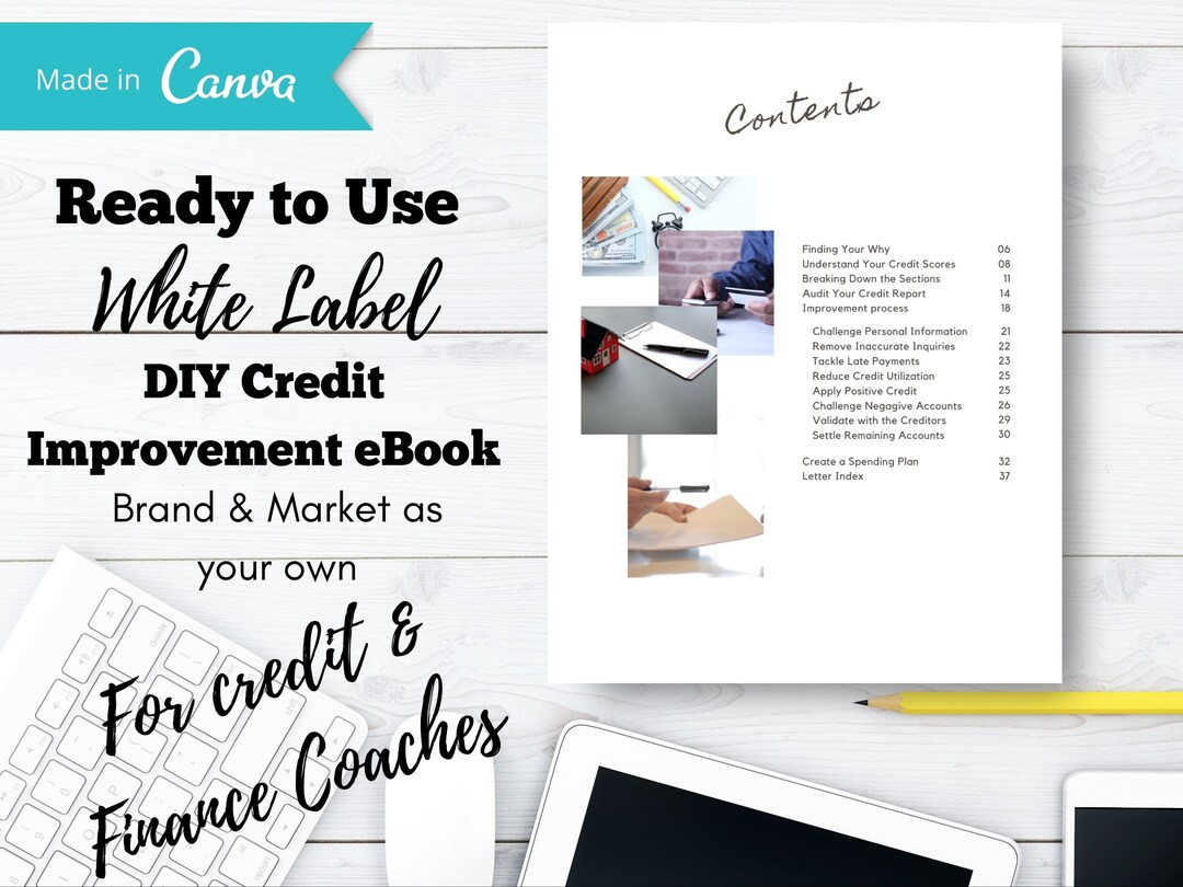 Canva Ebook Template, Workbook, Worksheet & Lead Magnet for Credit ...