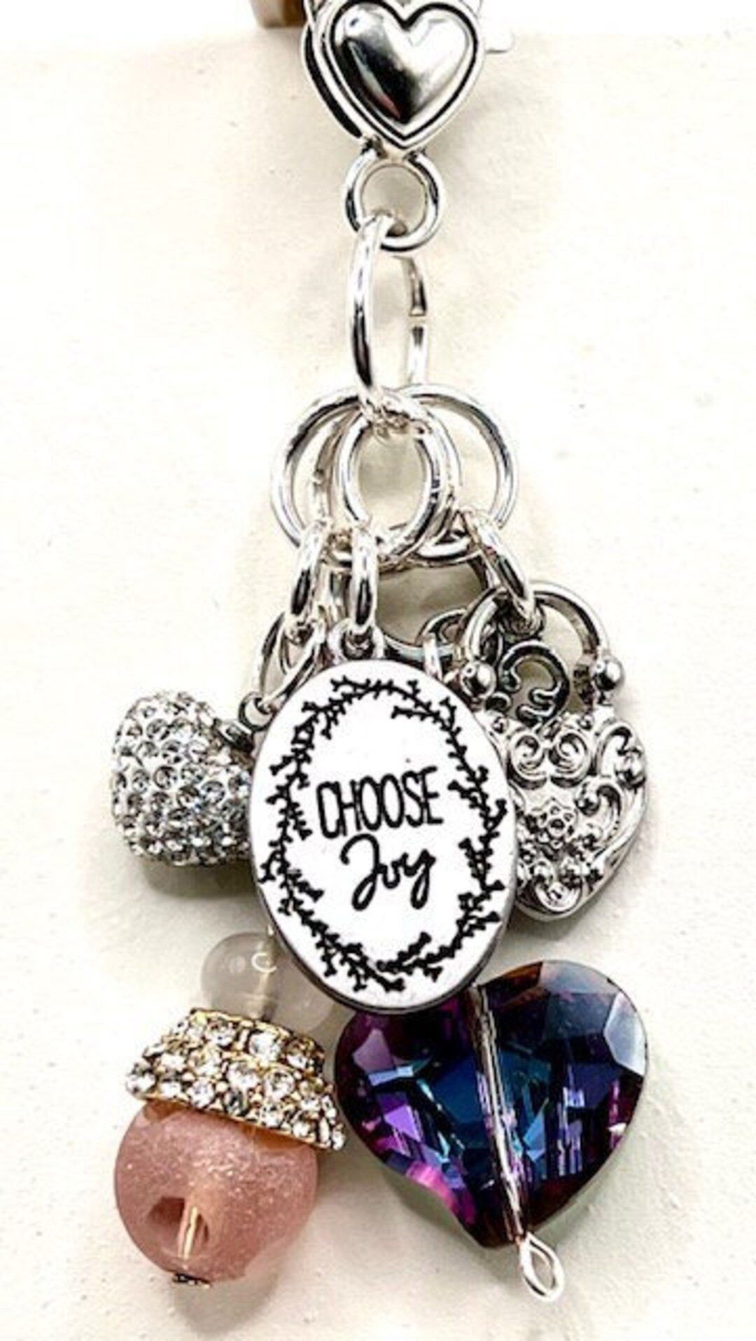 Purse Charm, Crystal Heart Charm, Zipper Pull, Purse Dangle - Etsy