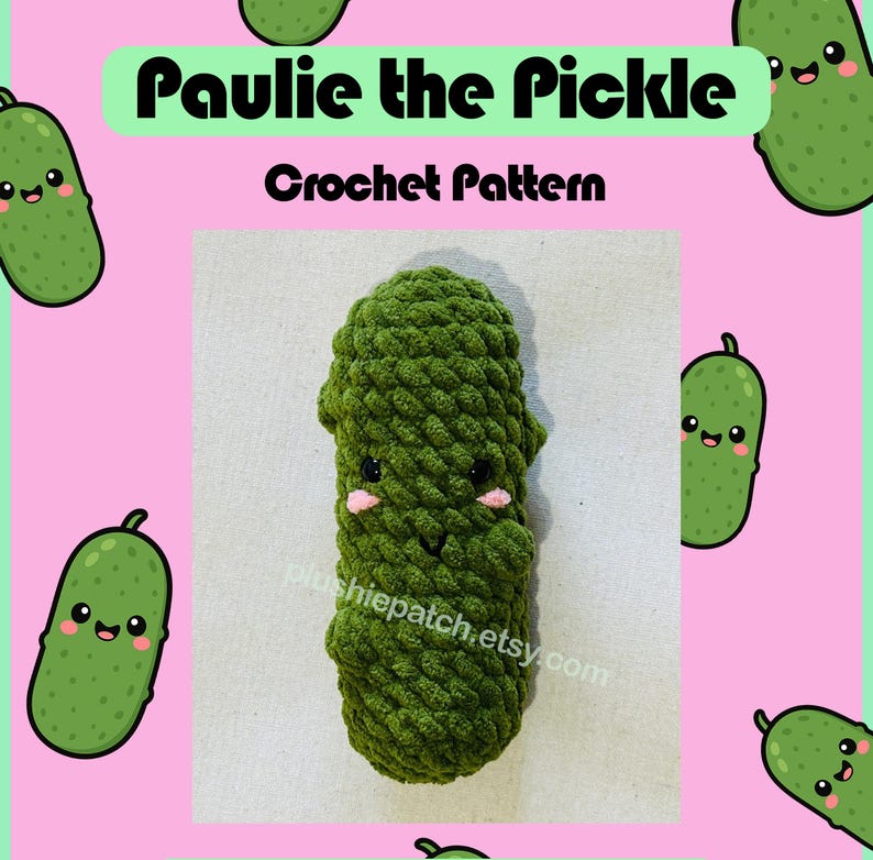 Paulie the Pickle Crochet Pattern: Easy No Sew Amigurumi (english PDF ...