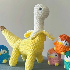 Handmade Crochet Bananasaurus Plushie: Unique Dinosaur Gift, Large ...