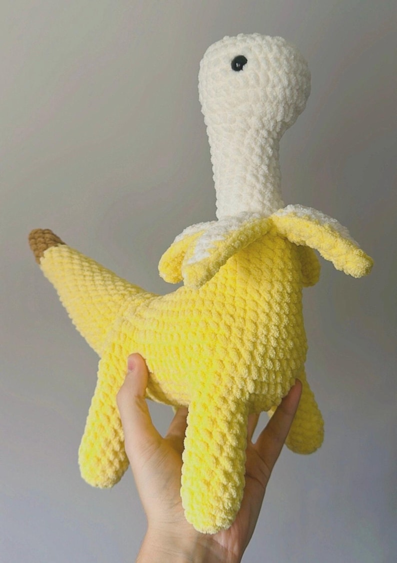 Handmade Crochet Bananasaurus Plushie: Unique Dinosaur Gift, Large ...