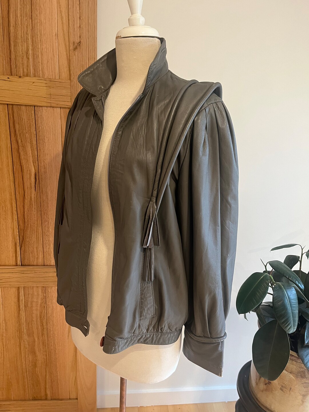 Butter Soft Spanish Leather Jacket With Tassels. Steel Grey. Beautiful ...