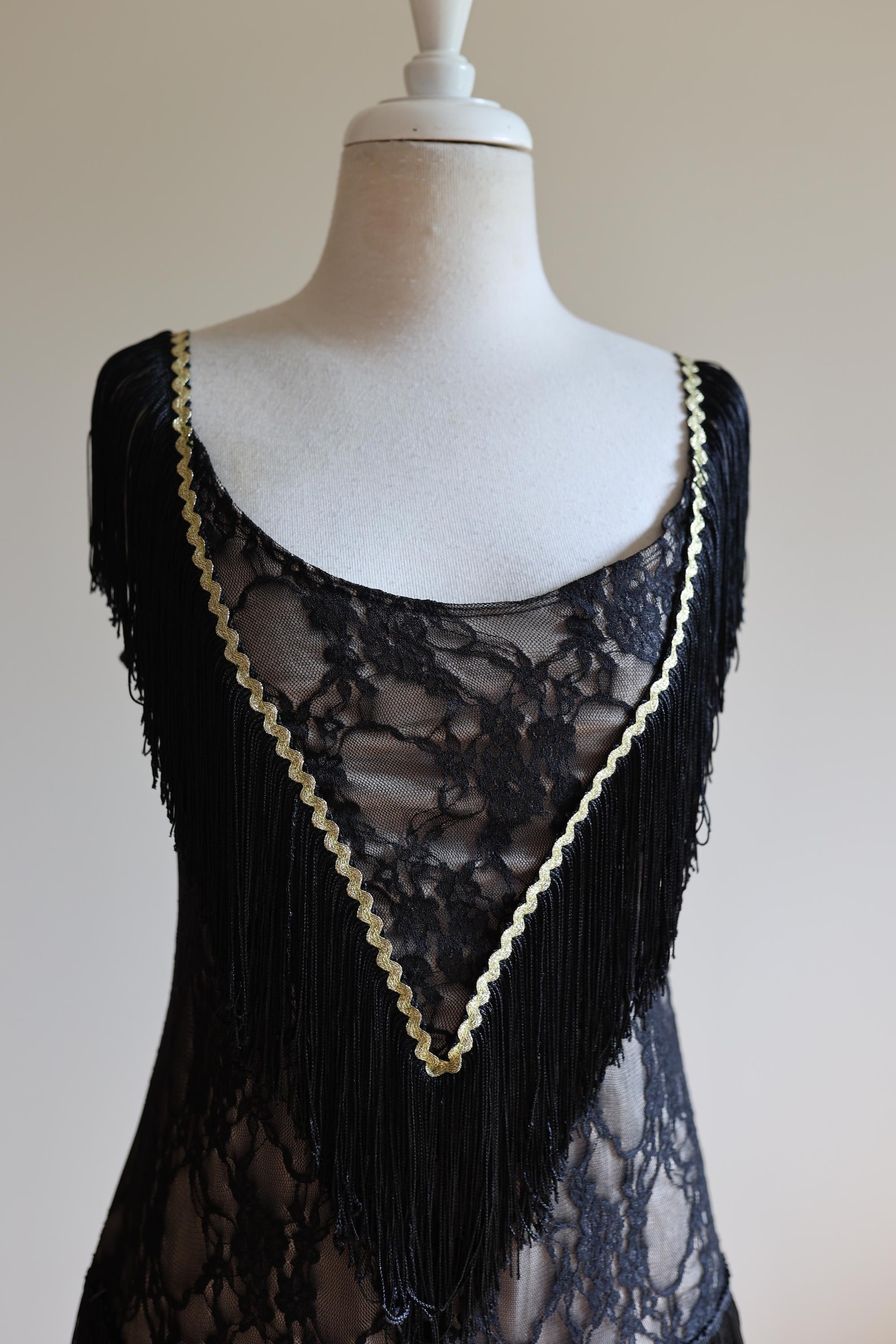 Vintage Handmade Roaring 20s Flapper Style Black Dress With Lace ...