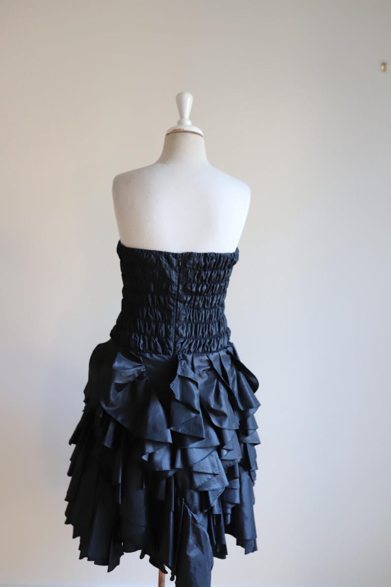 Aurelie 80s Strapless Ruffle Halter LBD – Vintage Cocktail Dress, Retro ...