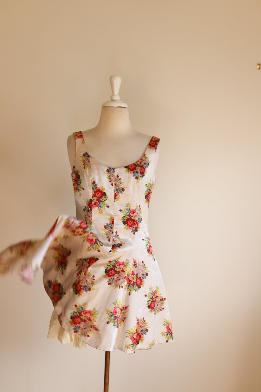 Vintage Christopher Graf 1980s Fit & Flare Mini Dress | Ivory Satin ...