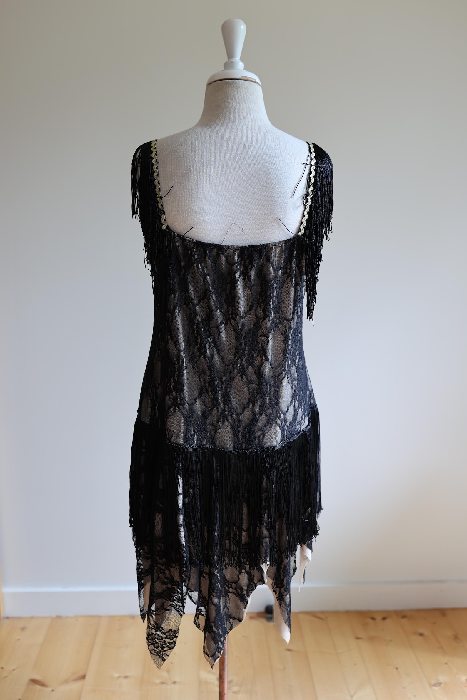 Vintage Handmade Roaring 20s Flapper Style Black Dress With Lace ...