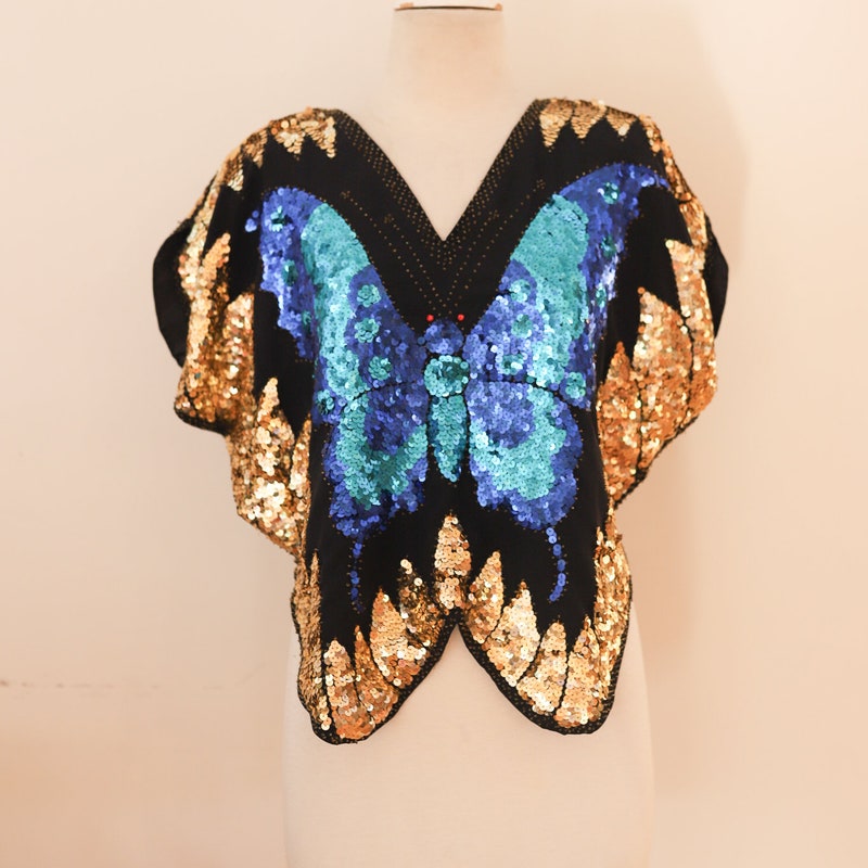 Sequin Butterfly Top - Etsy