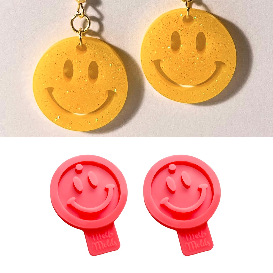 Smiley Face Epoxy Resin Silicone Molds - 2pcs - Create Emoji Keychains ...