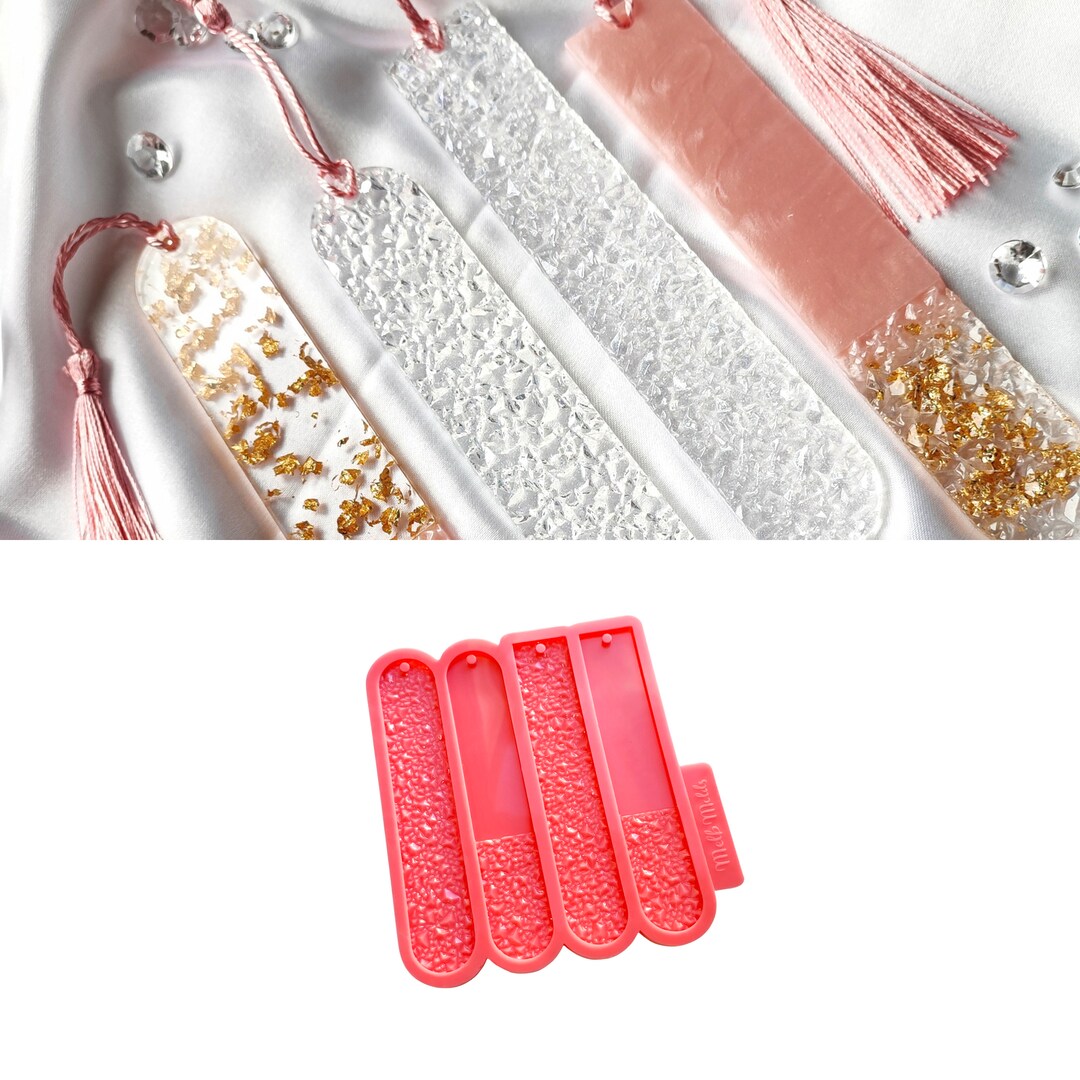 Curved Soft Druzy 4 Bookmarks Silicone Mold 2.5x14 Cm/0.98x5.51 Rounded ...