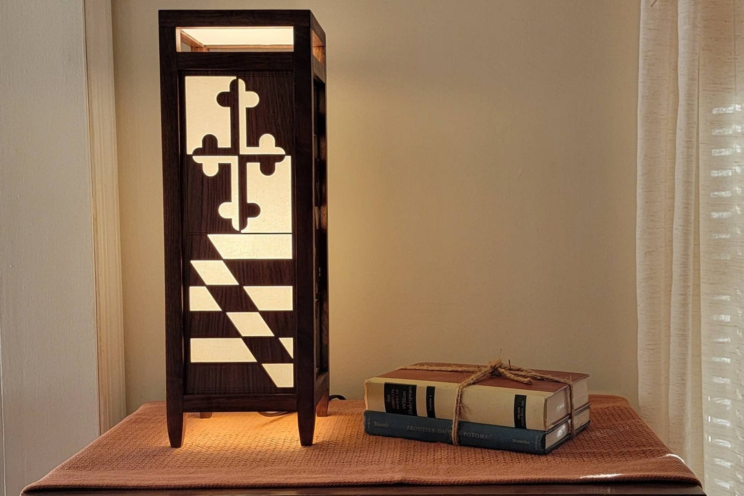 Maryland Flag Shoji Style Table Lamp - Walnut - Etsy