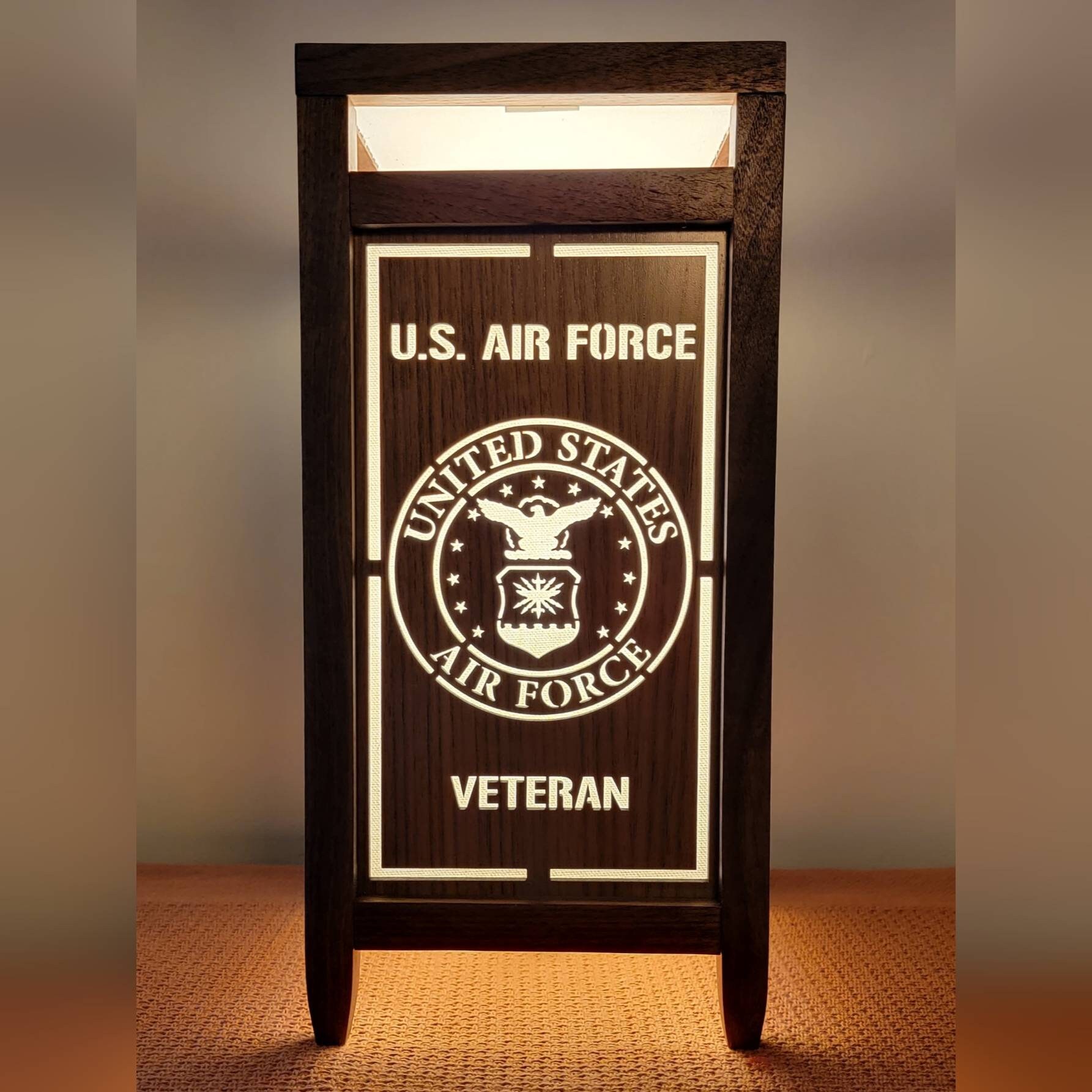 Personalized US Air Force Veteran & American Flag Table Lamp - 15"h X 7 ...