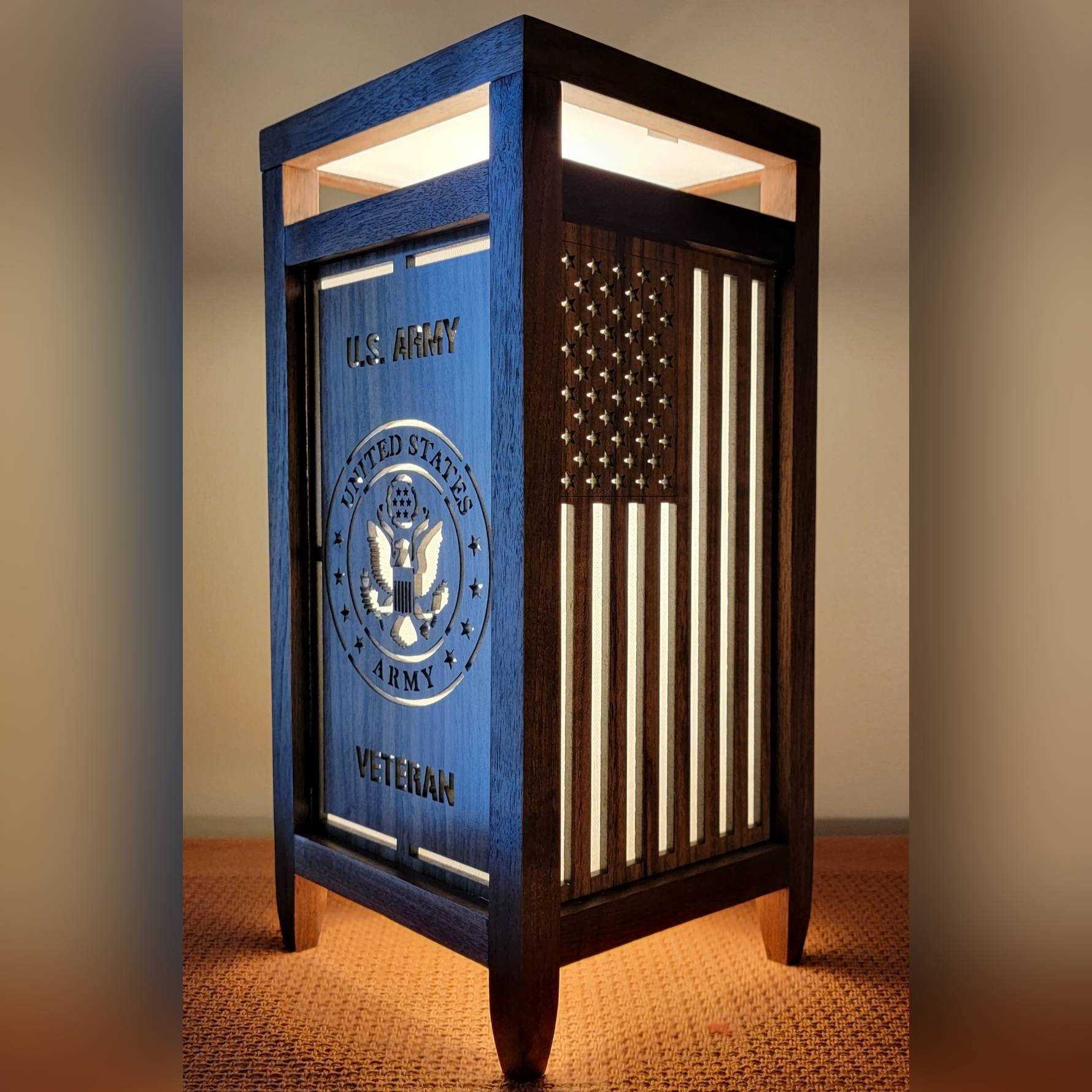 Personalized US Army Veteran & American Flag Table Lamp - 15"h X 7"w - Etsy