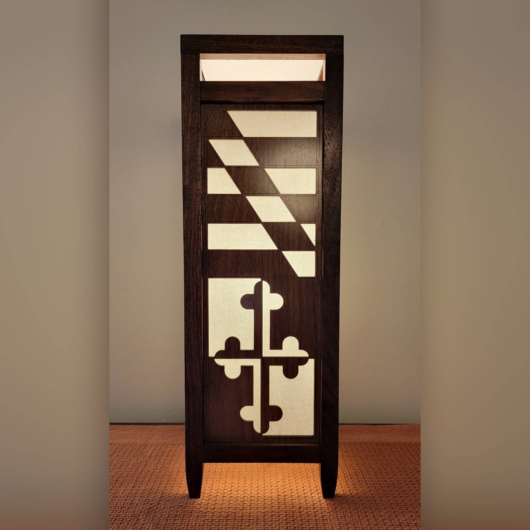 Maryland Flag Shoji Style Table Lamp - Walnut - Etsy