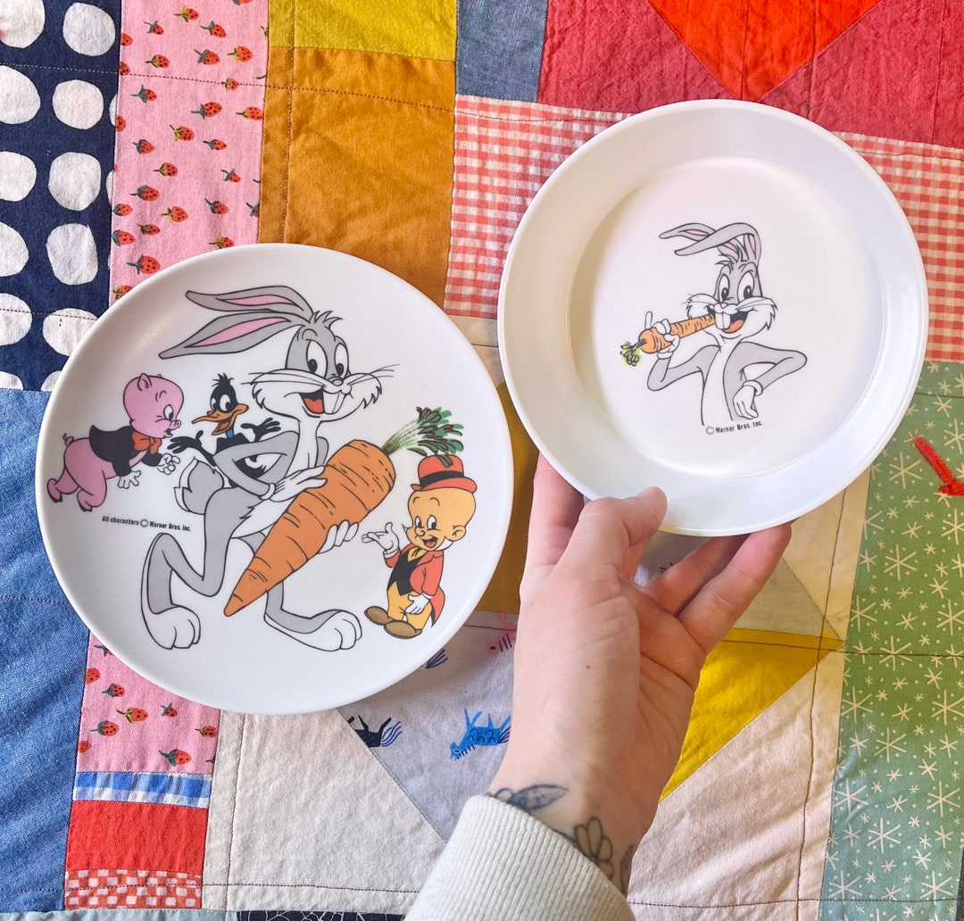 Vintage 80’s Bugs Bunny Melamine Platic Plate & Bowl Matching Set Rare - Etsy