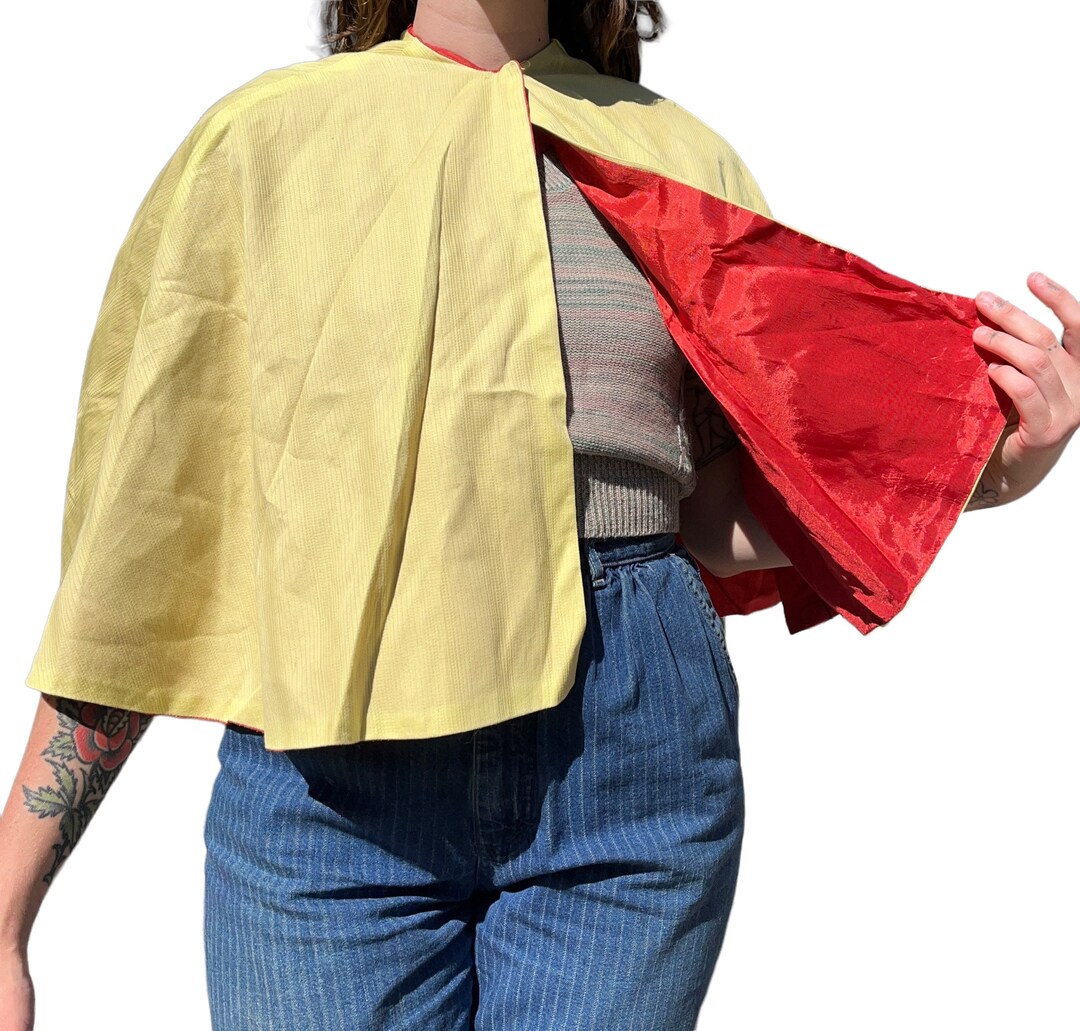 Vintage 40s Yellow & Red Cape Kids Size or Adult Small - Etsy