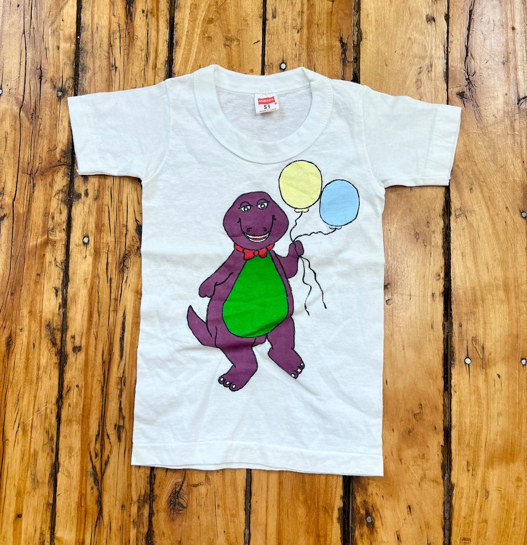 Vintage 90s Barney Tshirt Kids 18M Hand Painted 80s - Etsy