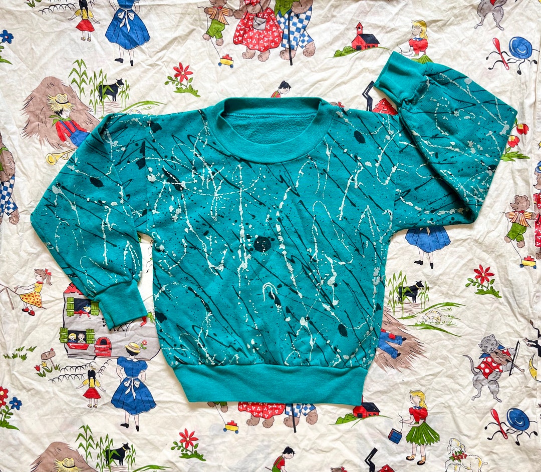 Vintage 90s Splatter Paint Sweatshirt Kids 6 - Etsy