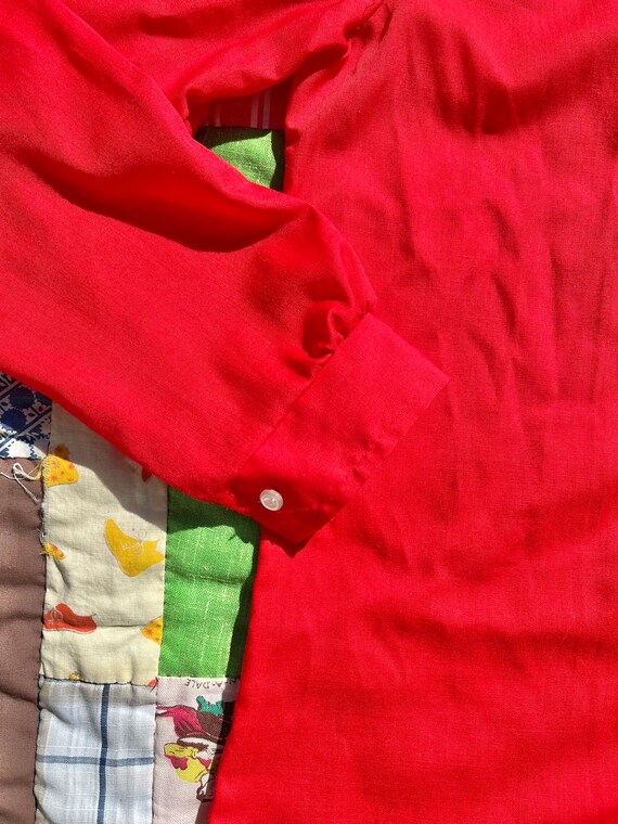 Kids 12 Vintage 70’s/80’s Bright Red Button Down Shirt - Gem