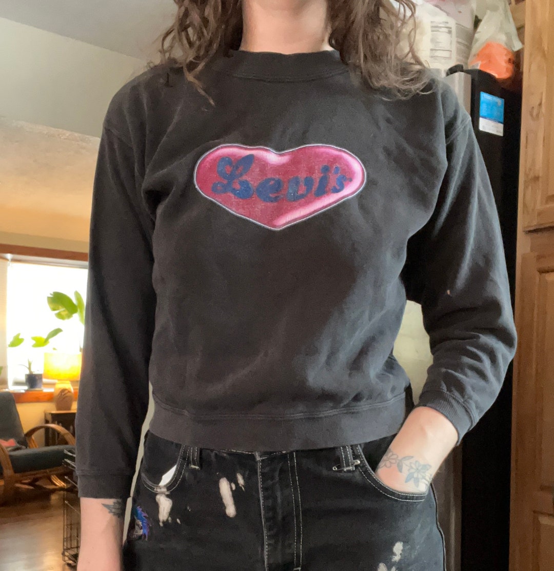 Vintage 90s/00s Levis Glitter Heart Sweatshirt Youth Large - Etsy