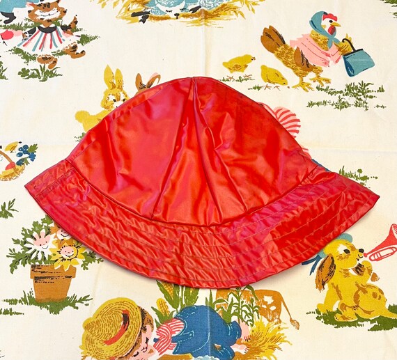 Vintage 60s Red Vinyl Bucket Hat Kids Size - Etsy
