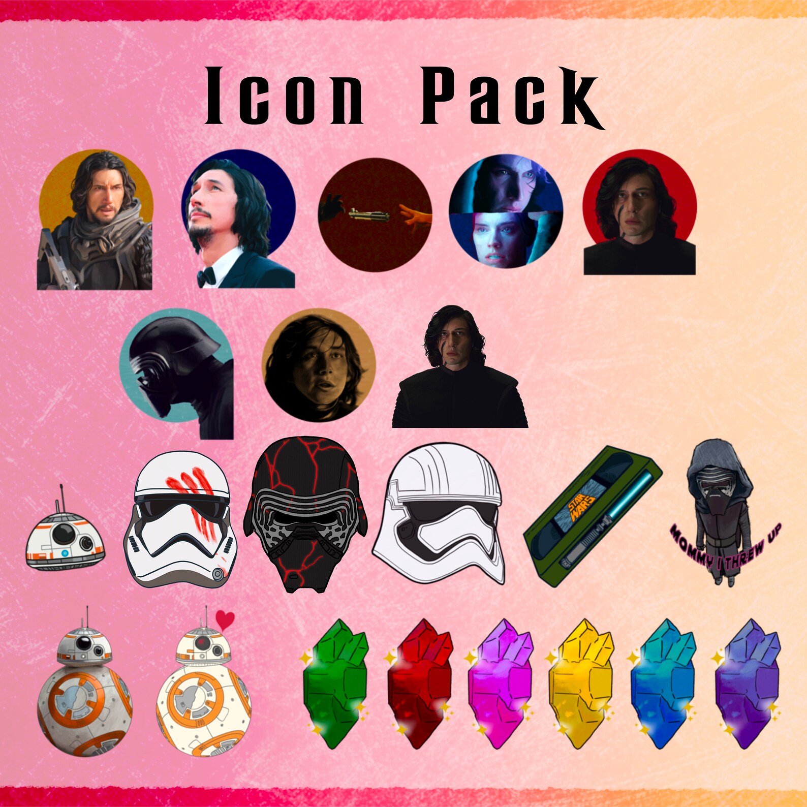 CHARACTER ICONS! Adam Driver VIFF Instant Download Reylo Art Computer ...
