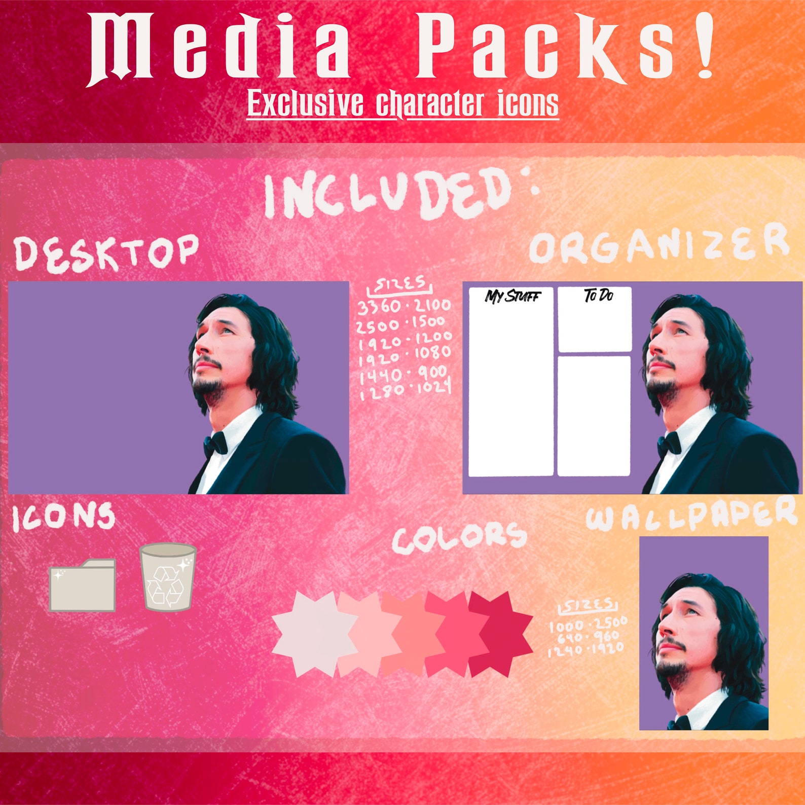 CHARACTER ICONS! Adam Driver VIFF Instant Download Reylo Art Computer ...