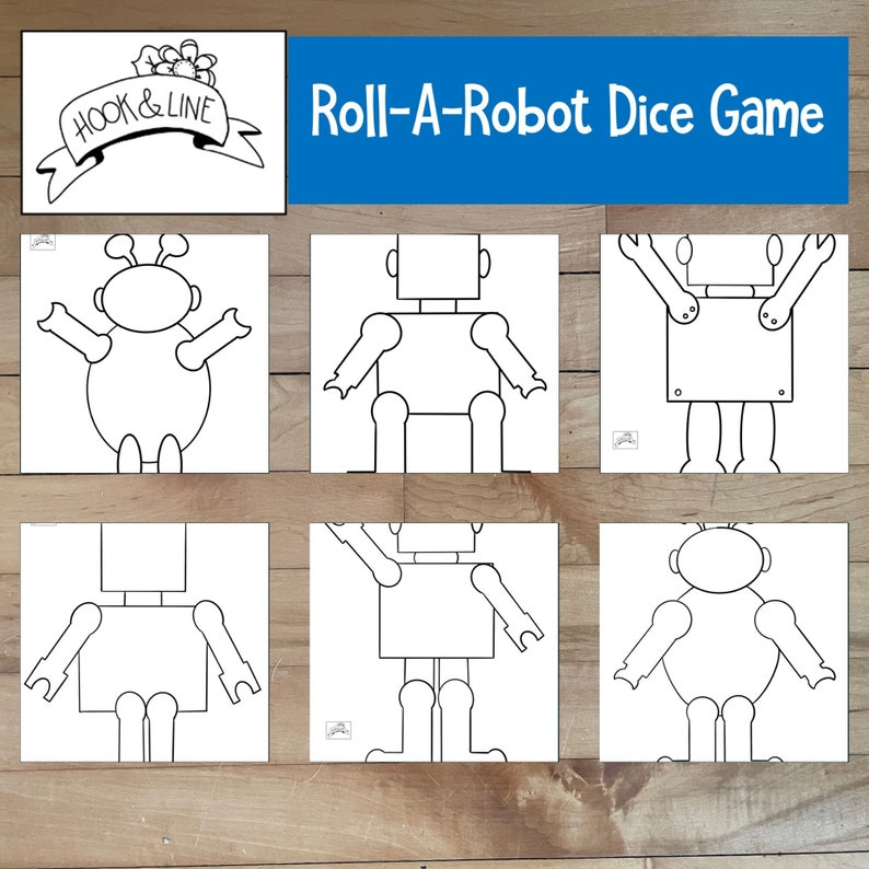 Printable 7 Page Roll-a-robot Dice Game With 6 Robot - Etsy