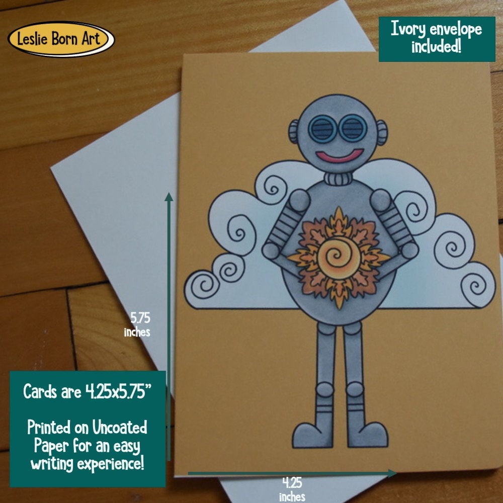 Blank Handmade Futuristic Robot Greeting Card for a Special Occasion or ...