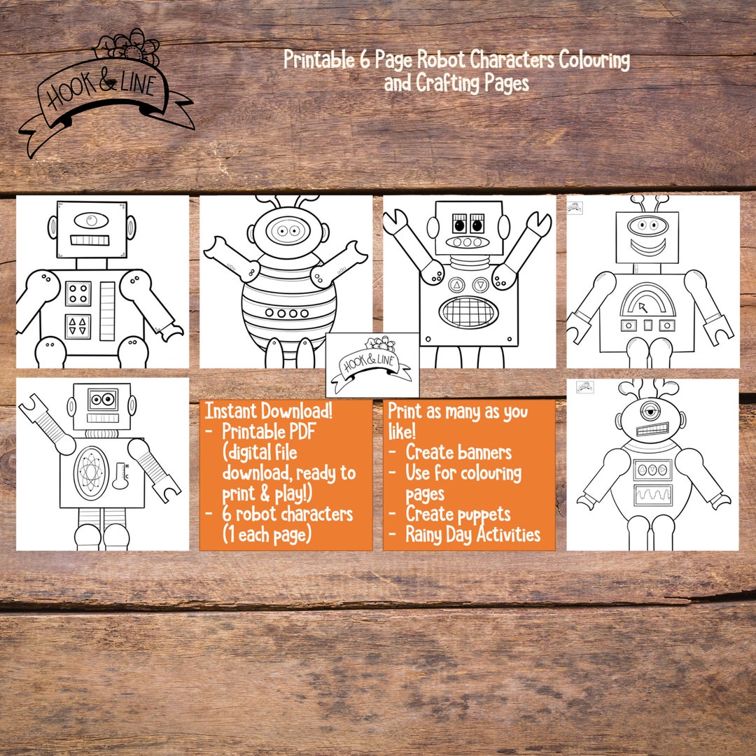 Create Your Own Robot Adventure: Printable Coloring Book - Etsy