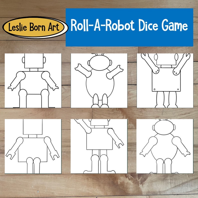 Printable 7 Page Roll-a-robot Dice Game With 6 Robot Characters, Rainy ...