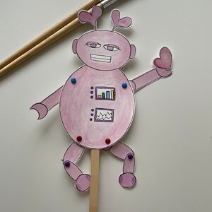 Hand Painted Articulated Paper Doll Robot, Set of 2 Dancing Robot Toys ...