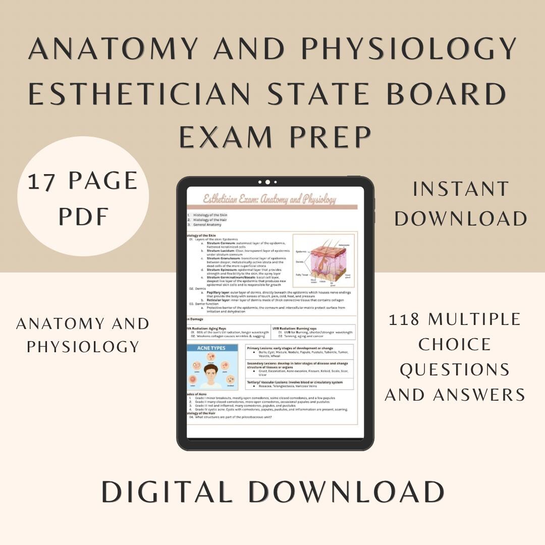 Esthetician State Board Exam Prep: Anatomy & Physiology Study Guide ...