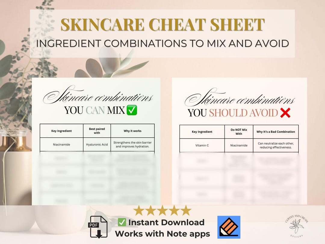 Skincare Ingredient Combinations Guide: Mix & Avoid Cheat Sheet ...