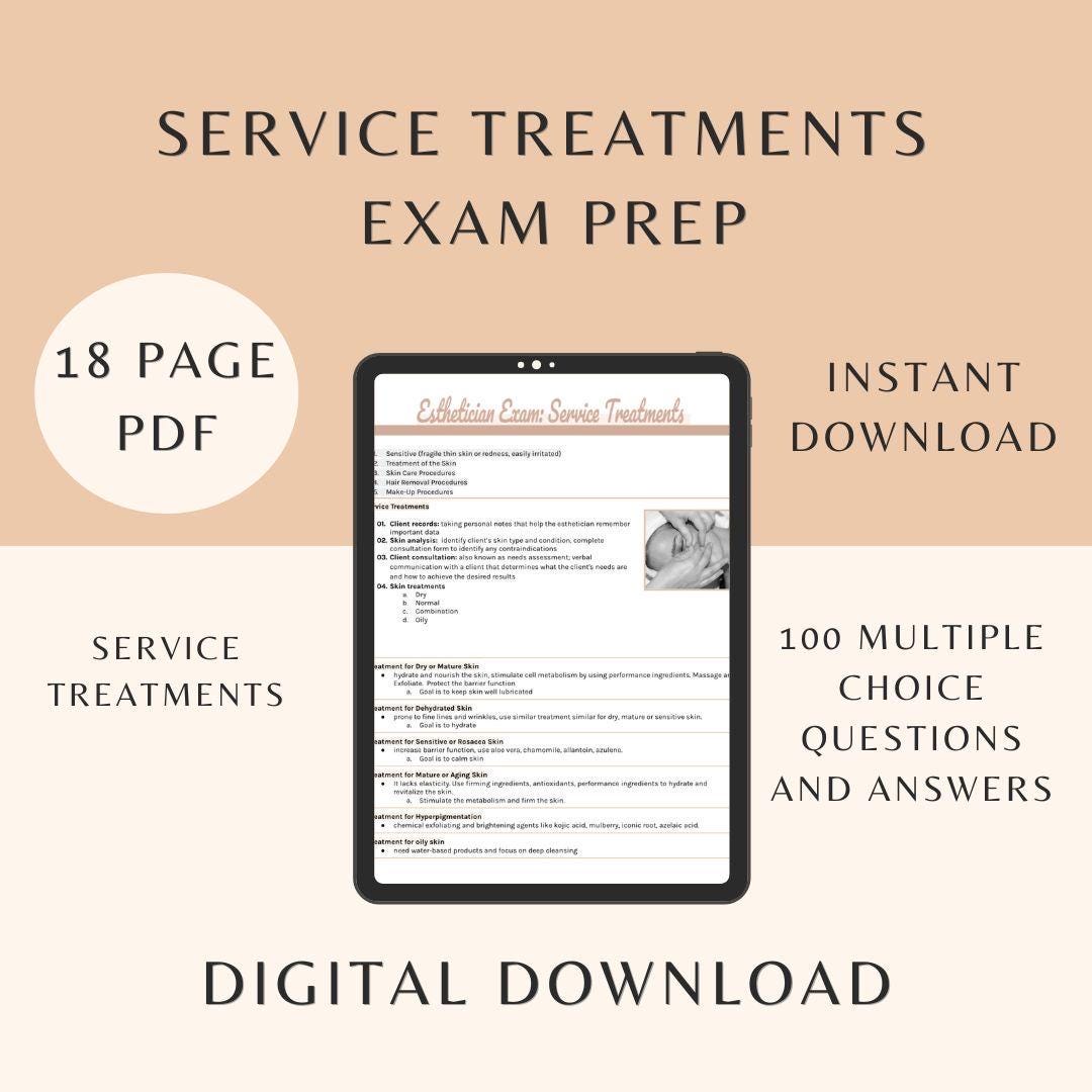 Esthetician State Board Exam Study Guide | Digital Download | Service ...