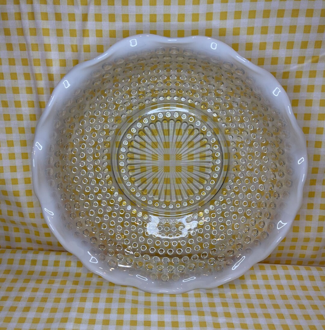 Anchor Hocking Opalescent Hobnail Bowl, Ruffled Edge Moonstone Hobnail ...