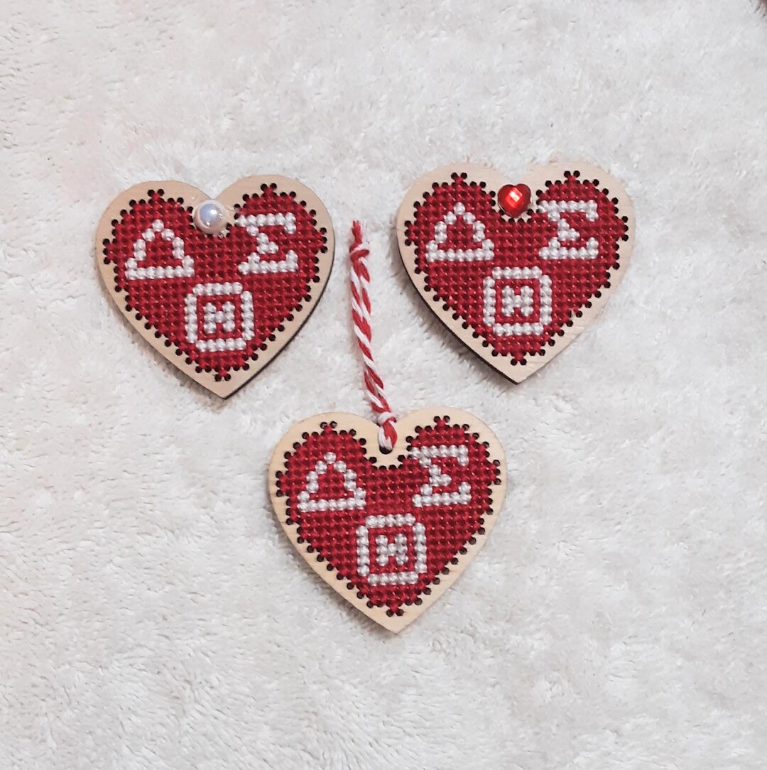 Delta Sigma Theta Cross Stitch Heart Ornament / Delta Sigma Theta Cross ...