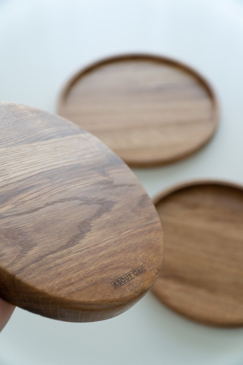 Oak Wood Round Serving Tray Set of 3 Wooden Plate Serving - Etsy