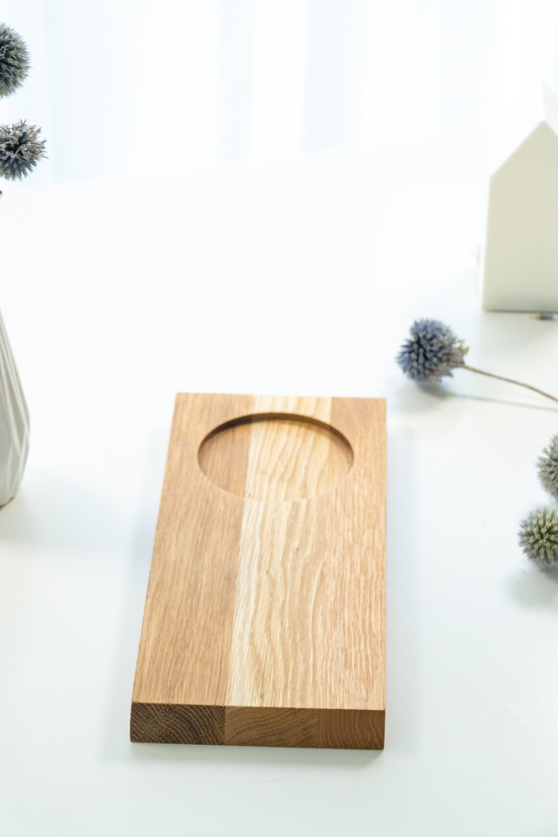 Oak Tea and Biscuit Serving Board: Breakfast Tray With Cup Space - Etsy