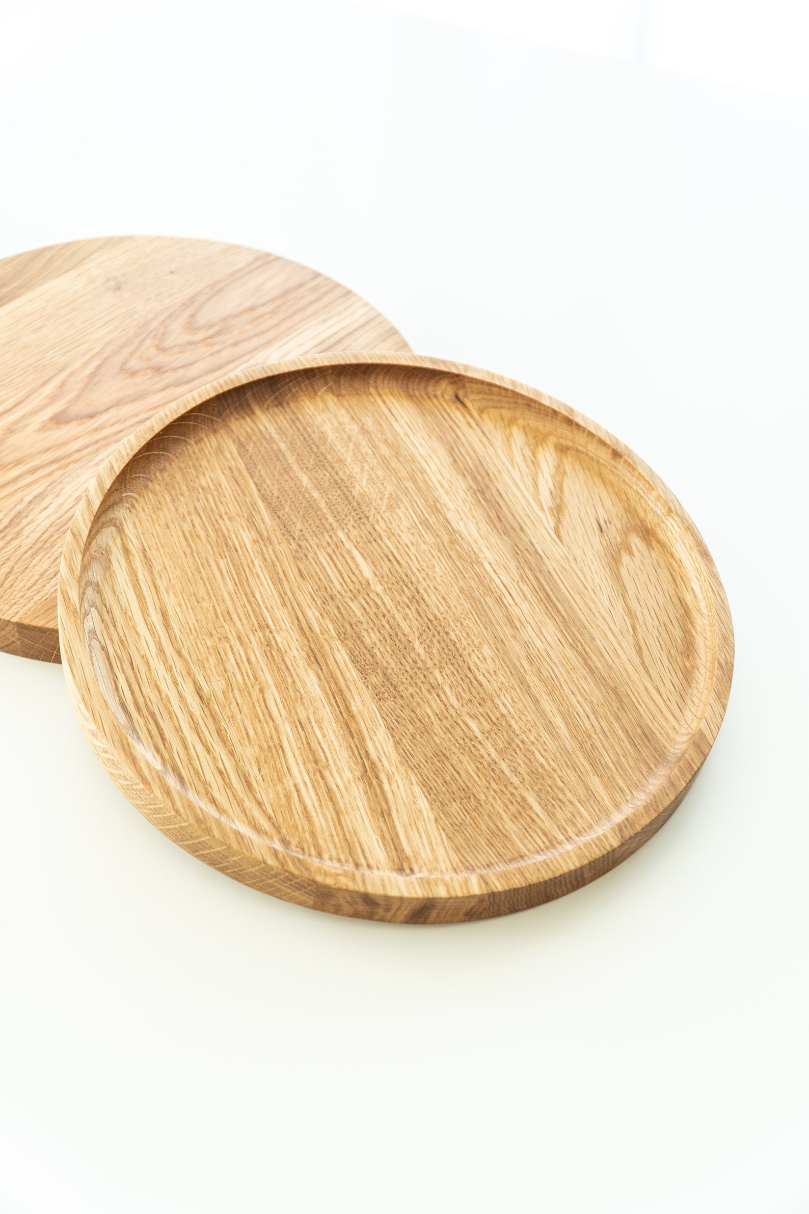 Round Oak Wood Tray Serving Tray Wood Snack Tray Bridal Shower Gift ...